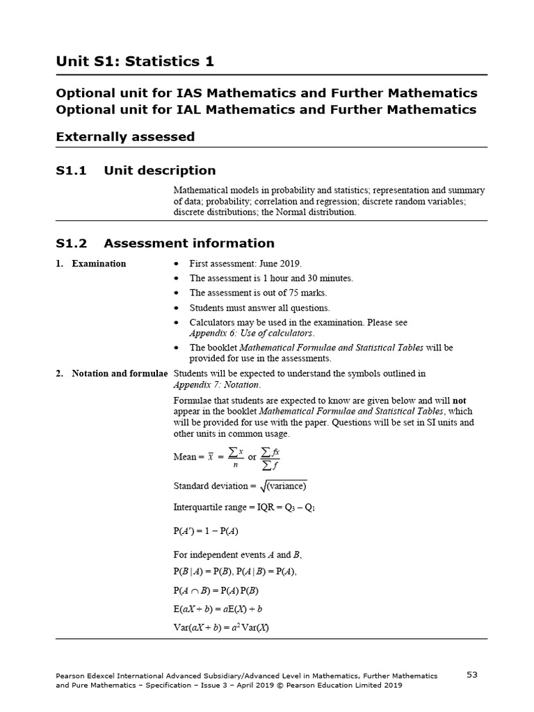 Statistics-S1 Specication | PDF | Regression Analysis | Probability ...