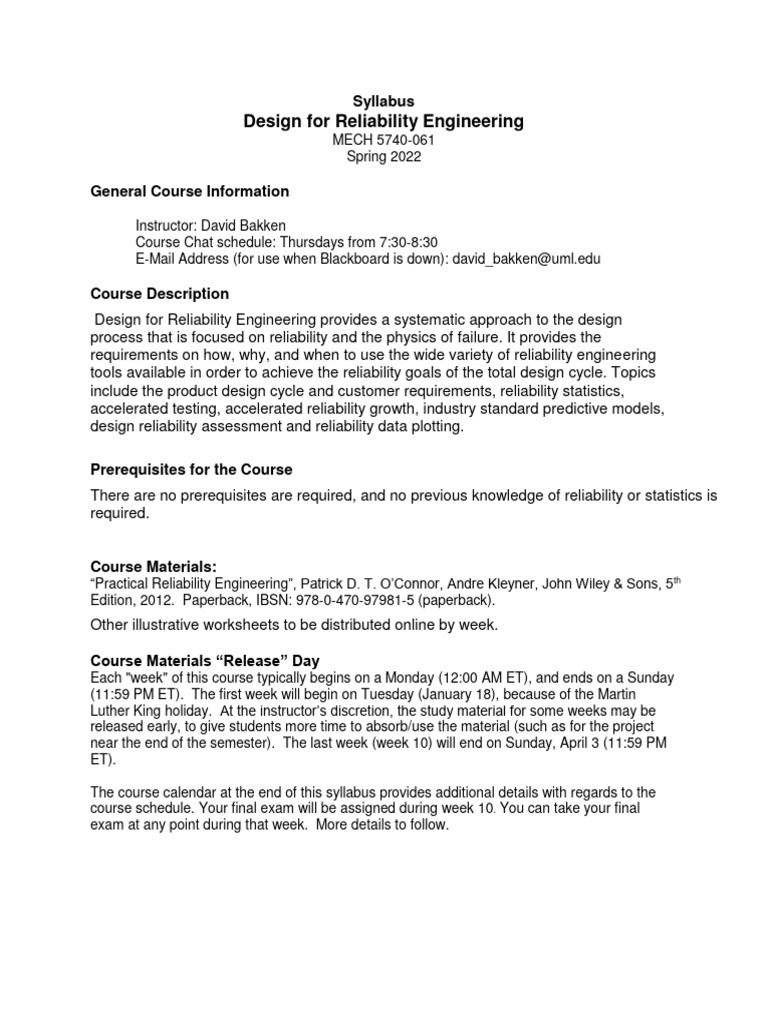Syllabus | PDF | Internet Forum | Reliability Engineering
