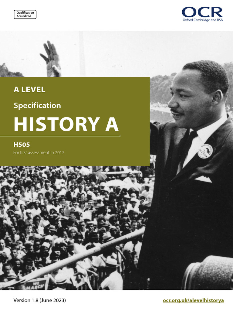 Specification Accredited A Level Gce History A h505 | PDF | Teachers ...