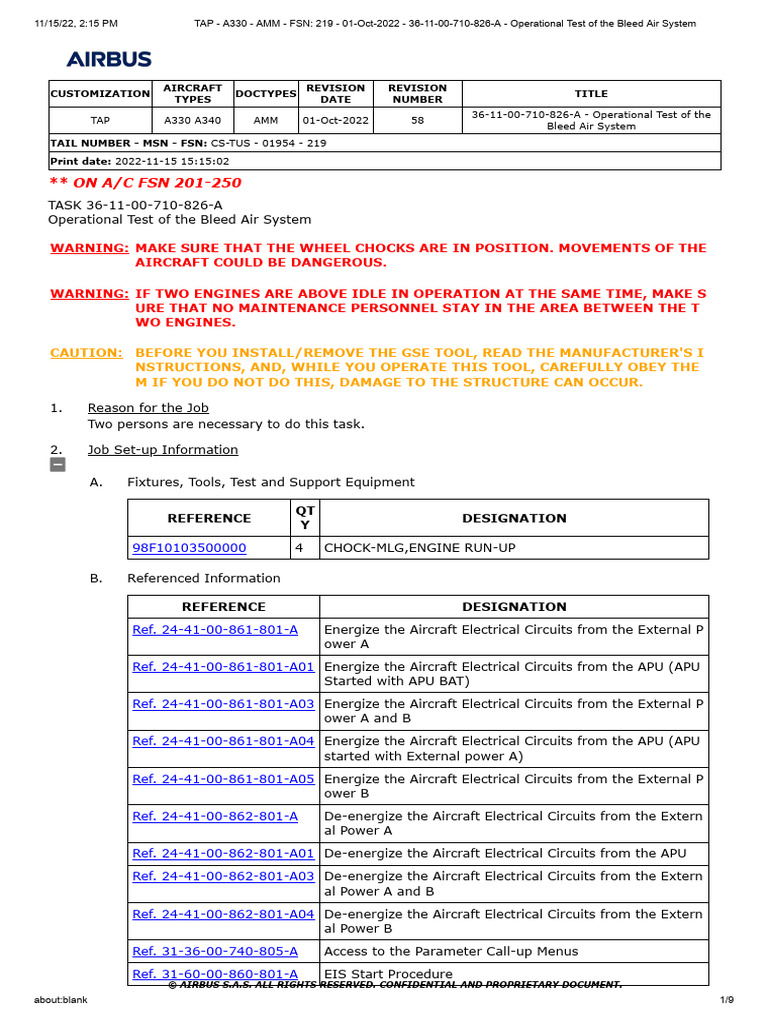 AMM 36-11-00-710-826-A - Operational Test of The Bleed Air System | PDF ...