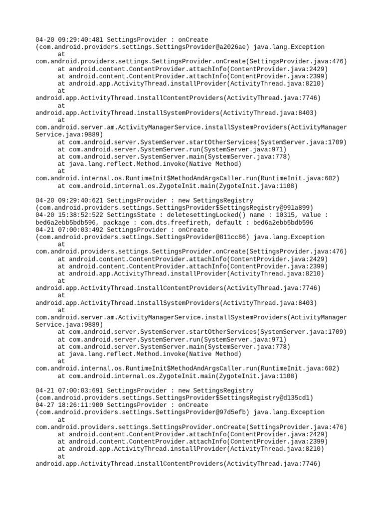 Settings Provider | Download Free PDF | Java (Programming Language) | Written Communication