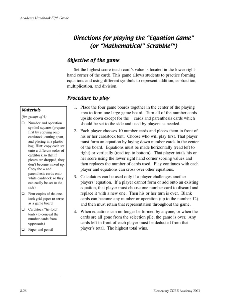 Equation Game | PDF | Mathematics