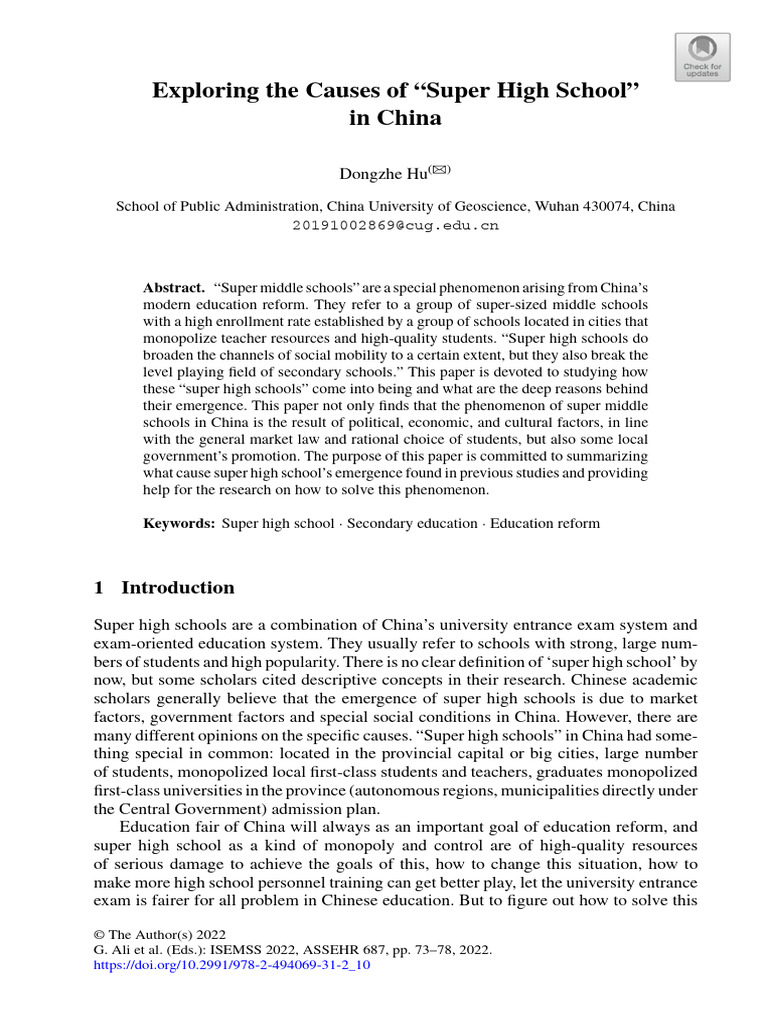Exploring The Causes of Super High School in China | PDF | China ...
