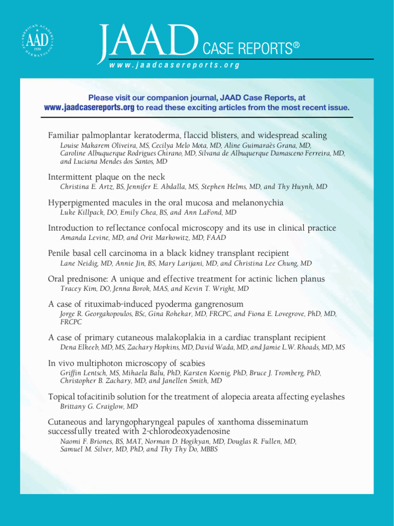 JAAD Case Reports Article List - Ymjd | PDF | Clinical Medicine ...