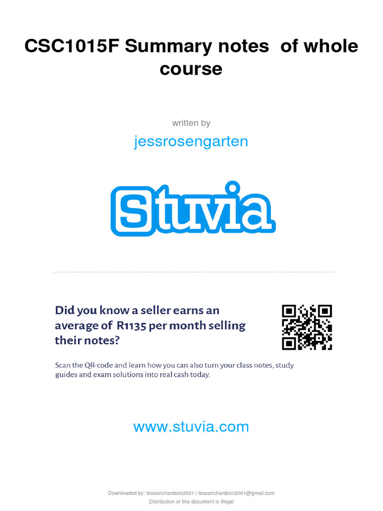 Stuvia 1099148 csc1015f Summary Notes of Whole Course 1 PDF | PDF ...