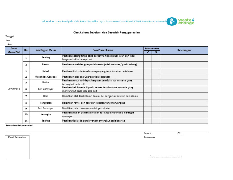 02-Checksheet Conveyor | PDF