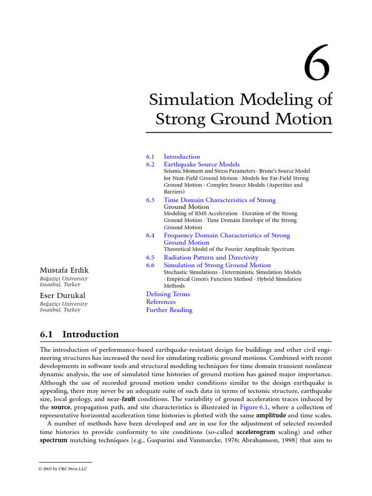 Simulation Modeling of Strong Ground Motion: Mustafa Erdik | PDF | Moment Magnitude Scale ...