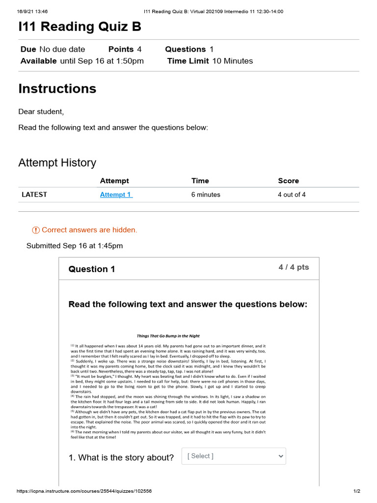 I11 Reading Quiz B Overview | PDF