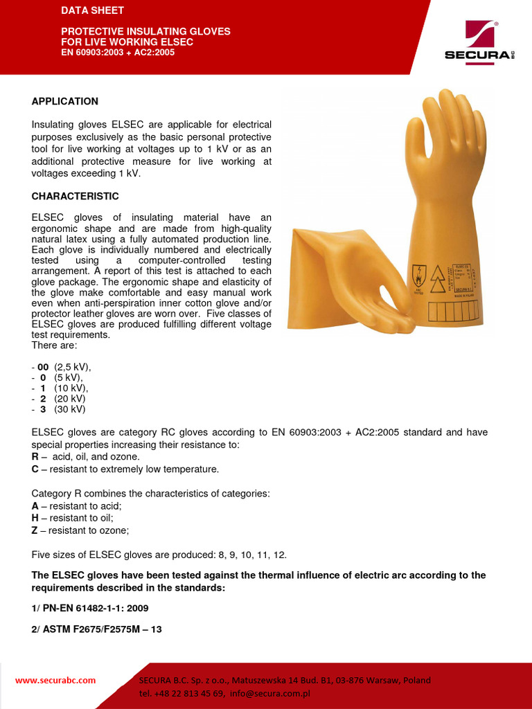 Insulating-gloves-ELSEC-datasheet_ENG (1) | PDF | Insulator (Electricity) | Glove