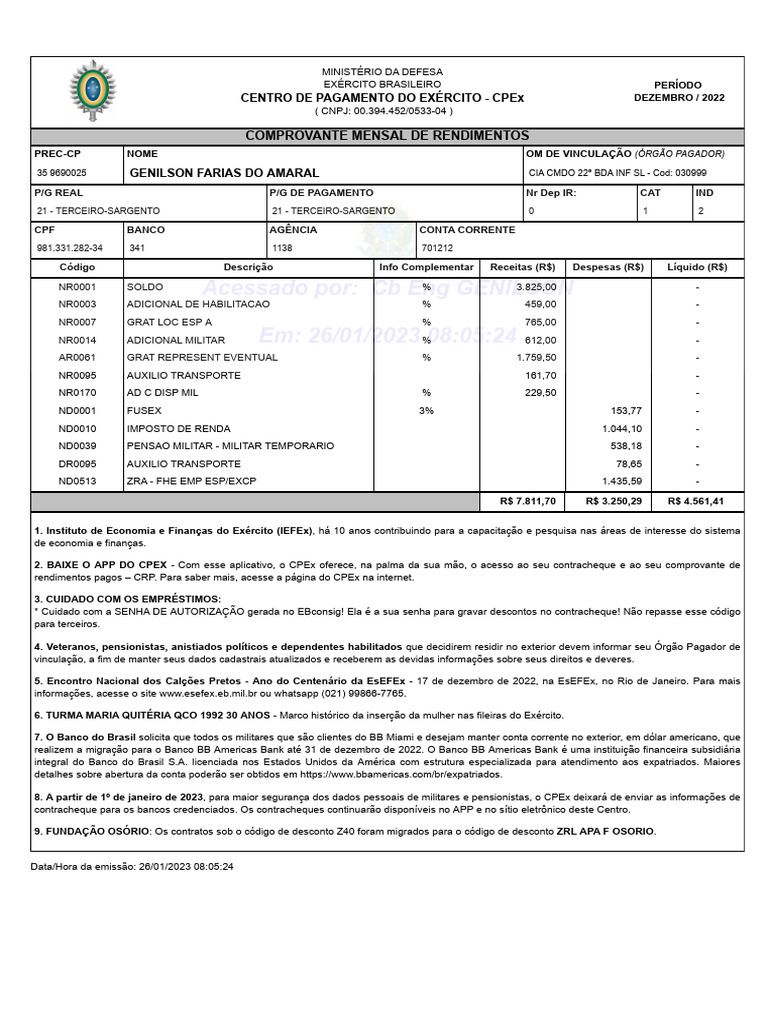 Contra Cheque | PDF | Economias