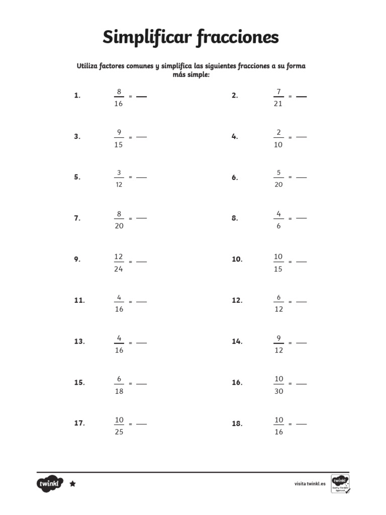 Guía Corta Simplifica Fracciones 6to | PDF