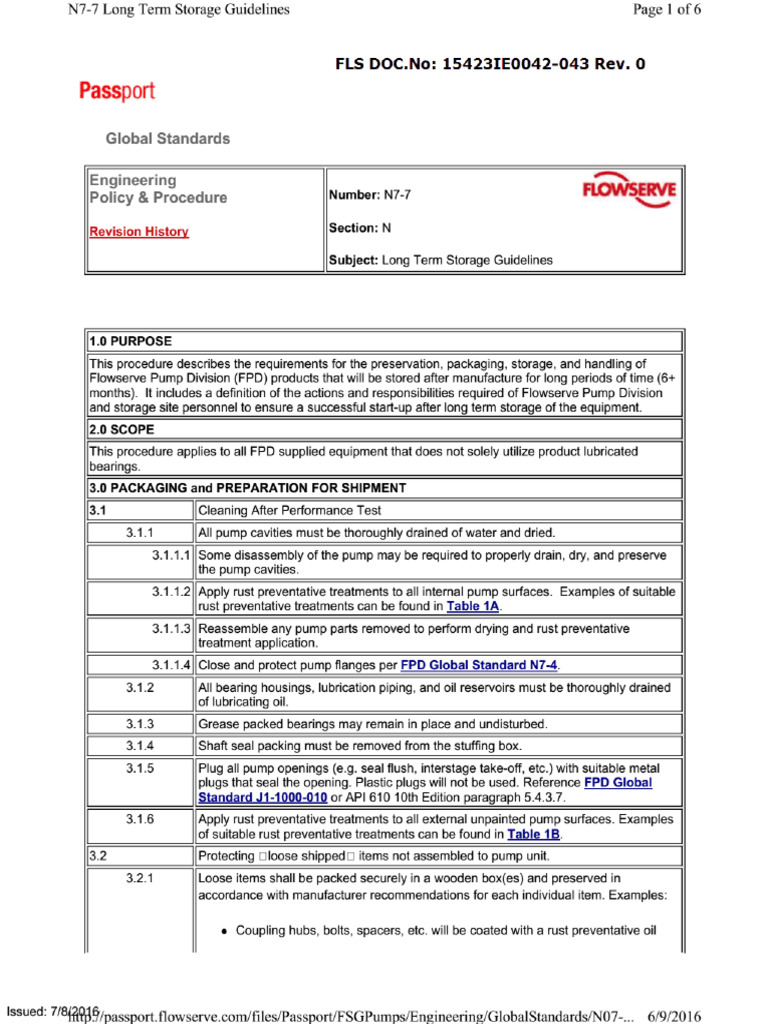 Long Term Storage Guidelines for Equipment | PDF | Bearing (Mechanical ...