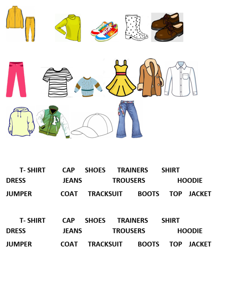 Clothing Vocabulary Flashcards | PDF