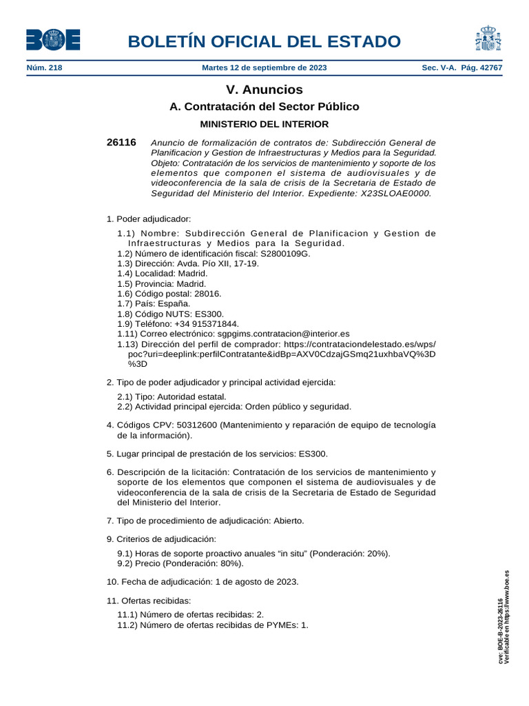 Boe B 2023 26116 | Descargar gratis PDF | Gobierno