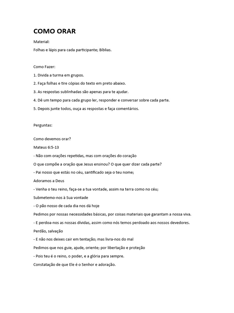 Dinamica Como Orar | PDF