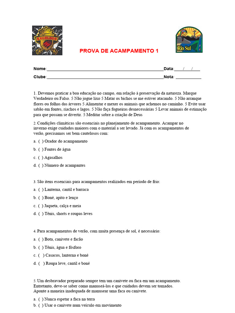 Modelo de Prova | PDF