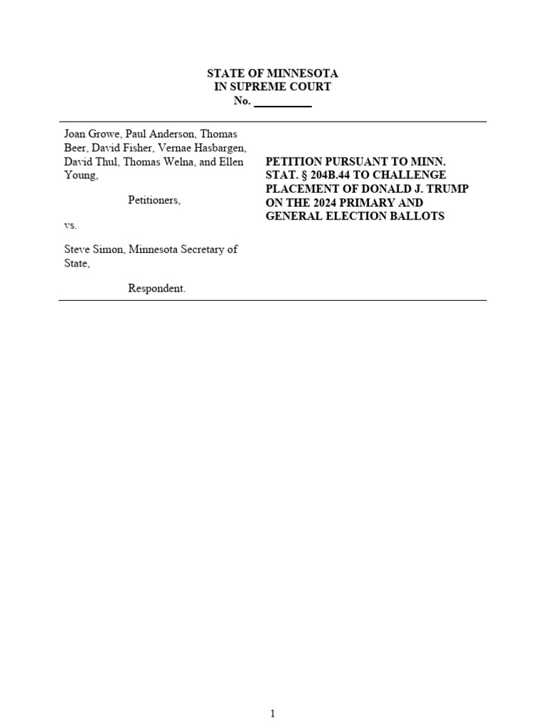 Minnesota Trump 14th Amendment Lawsuit | PDF | Donald Trump | American ... Minnesota Trump 14th Amendment Lawsuit | PDF | Donald Trump | American ...