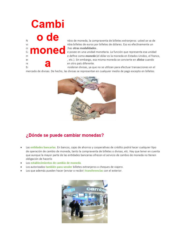 Cambio de Moneda | PDF | Moneda | Tipo de cambio