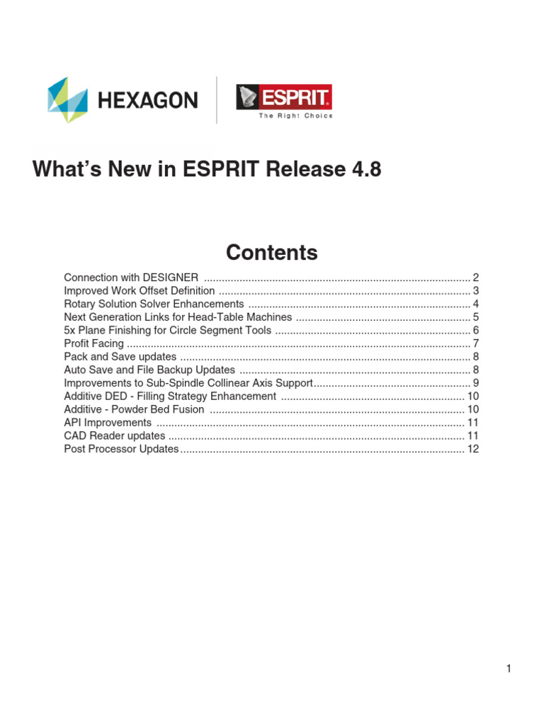 ESPRIT TNG R4.8 WhatsNew | PDF | Machines | Computer Aided Design