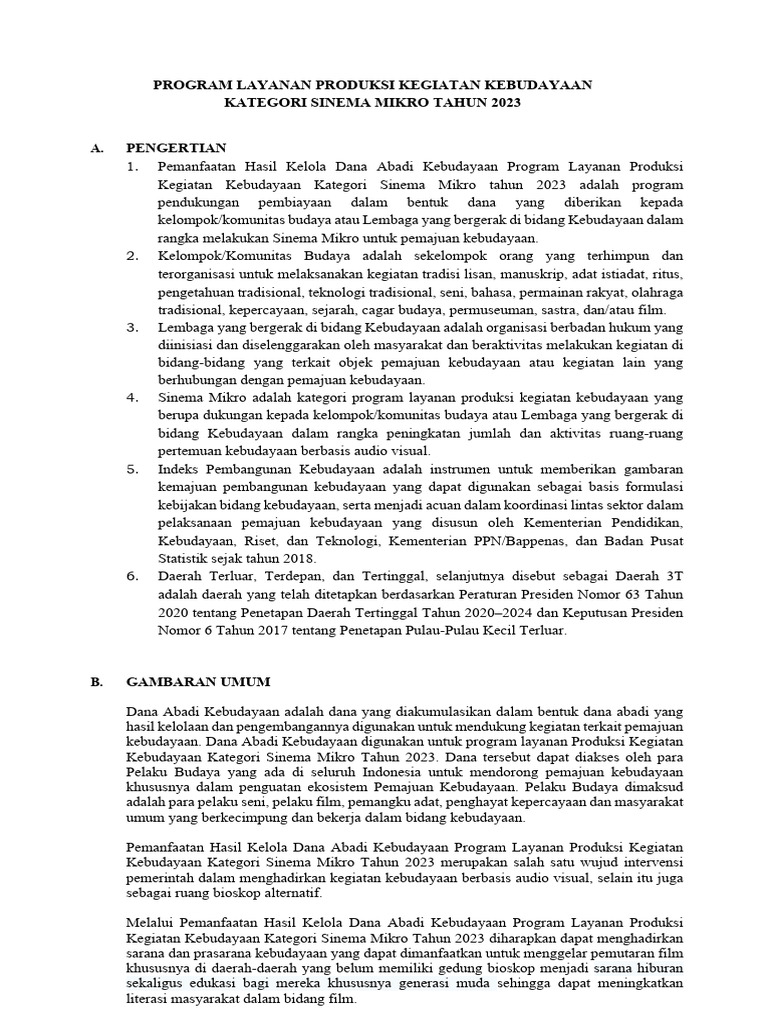 Juknis Sinema Mikro 2023 | PDF