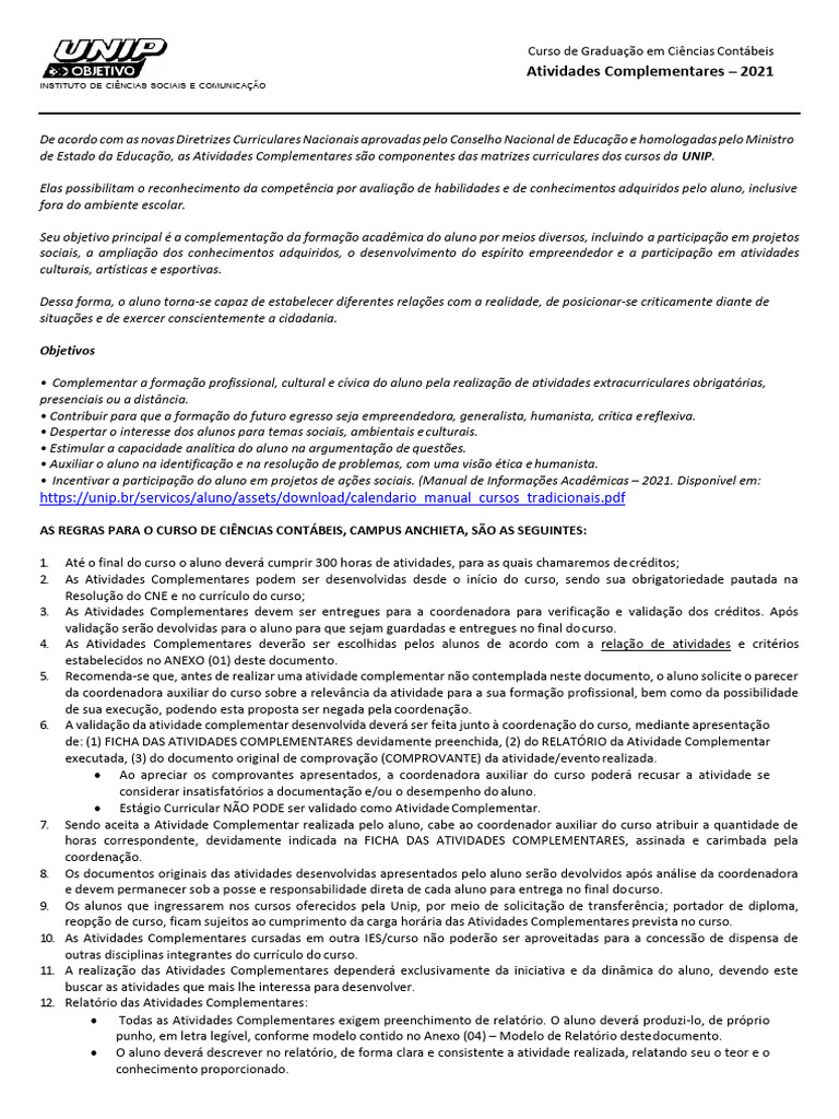 Manual de Atividades Complementares - 2021 1 | PDF