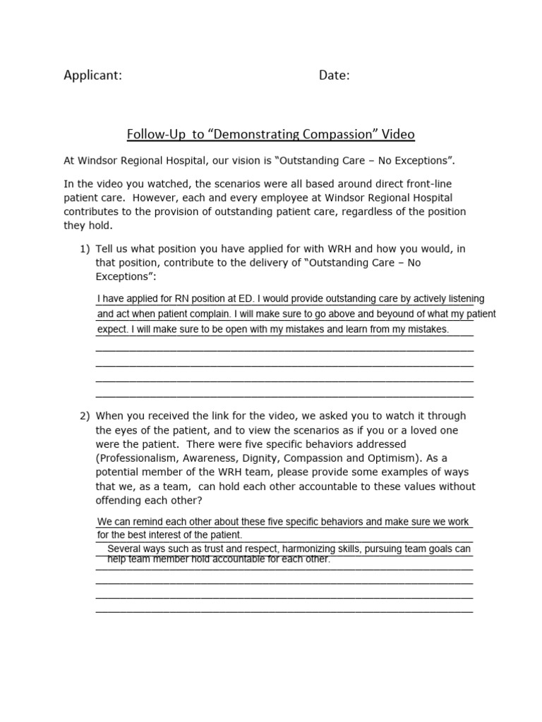 Naeema Compassion Video Follow Up Test | PDF | Compassion | Patient