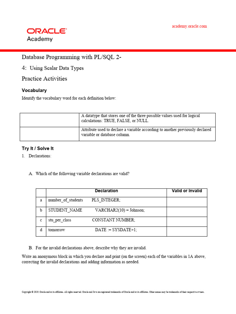 PLSQL 2 4 Practice | Download Free PDF | Computer Programming | Computing