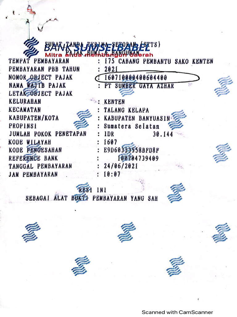 Struk Pembayaran (Pbb) | PDF