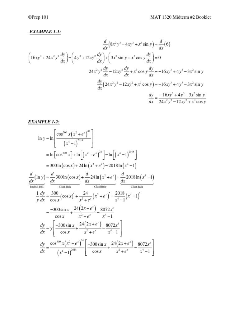 MAT 1320 Midterm 2 Booklet Solutions F21 FINAL | PDF | Slope | Derivative