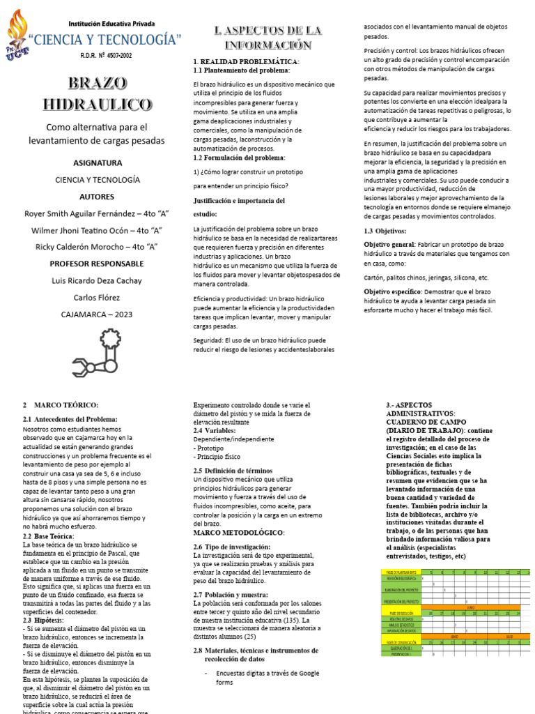 Triptico Eureka | PDF | Hidráulica | Análisis