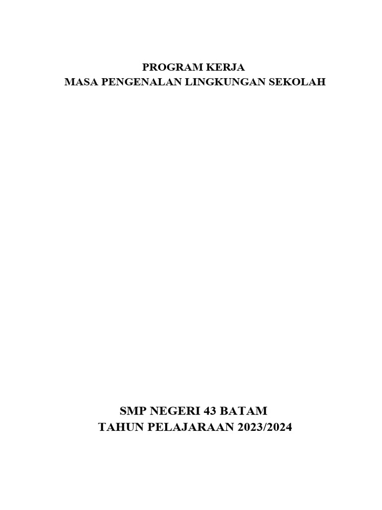 Program Kerja MPLS SMP NEGERI 43 BATAM T.P 20232024 | PDF | Karier ...
