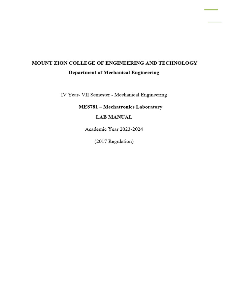 ME8781 Lab | PDF | Mechatronics | Programmable Logic Controller