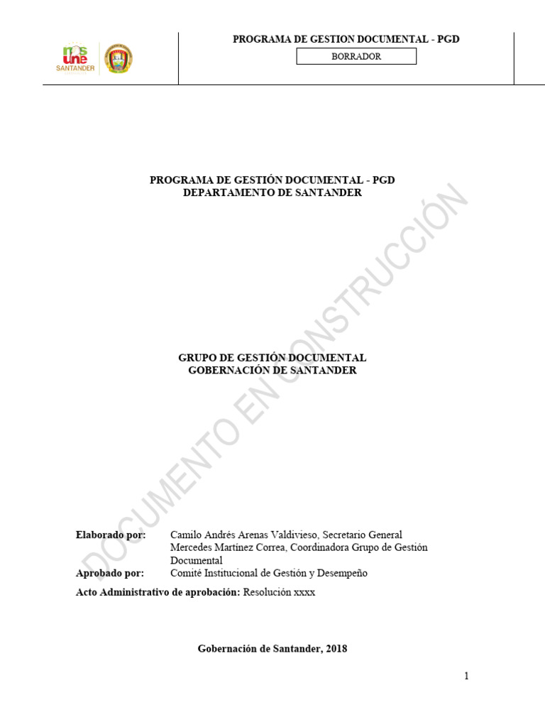 Programa de Gestión Documental Del Departamento de Santander (1) | PDF | Gestión de registros ...