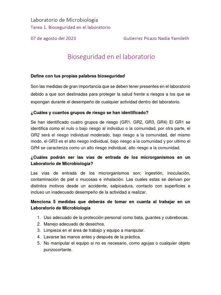 Bioseguridad en El Laboratorio | PDF | Residuos | Laboratorios