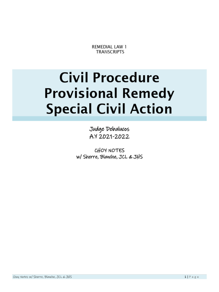 Civil Procedure SCA Prov Rem | PDF | Certiorari | Appeal