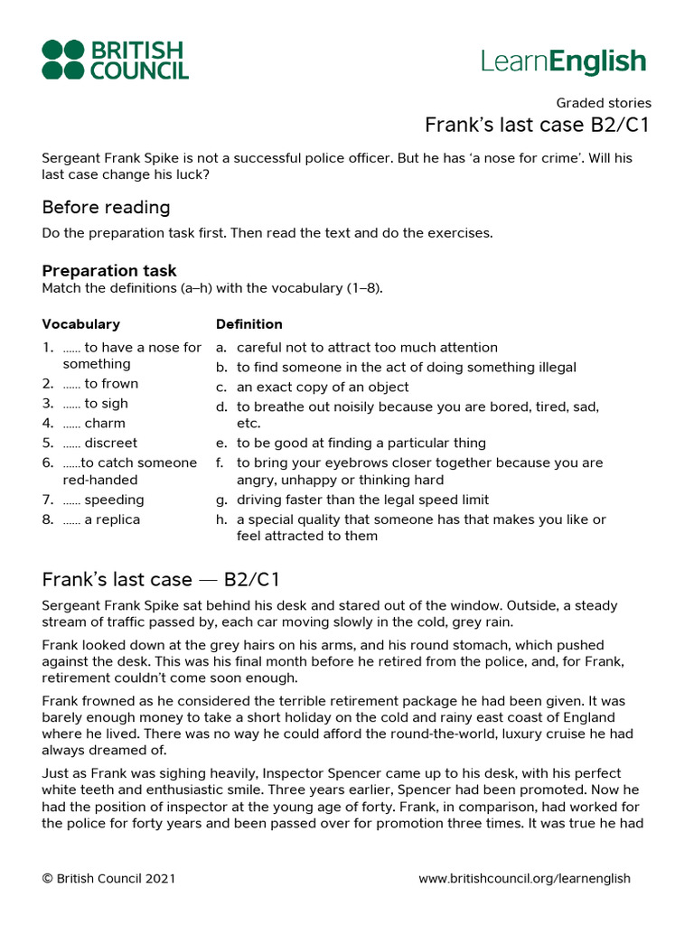 LearnEnglish Graded Stories Frank's Last Case B2 C1 | PDF