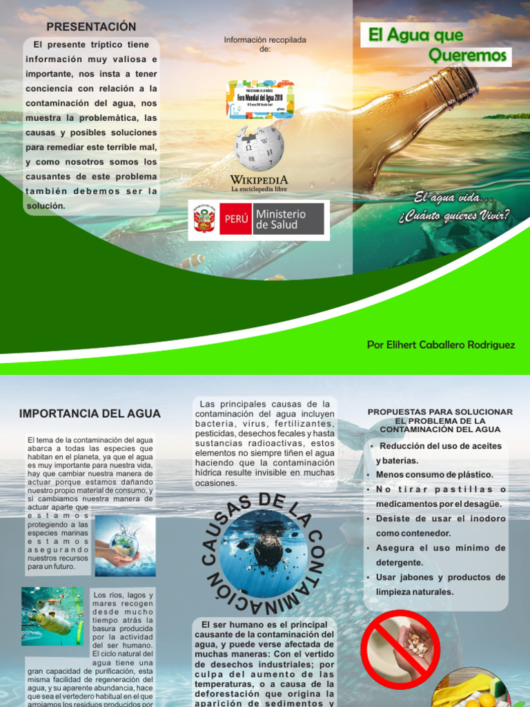 Triptico Eli | Descargar gratis PDF | La contaminación del agua | Agua