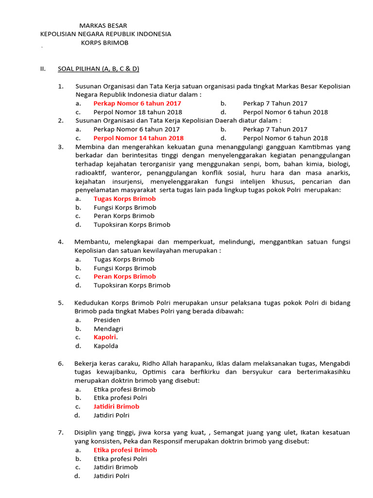 Latihan Soal Tpuk Polri | PDF