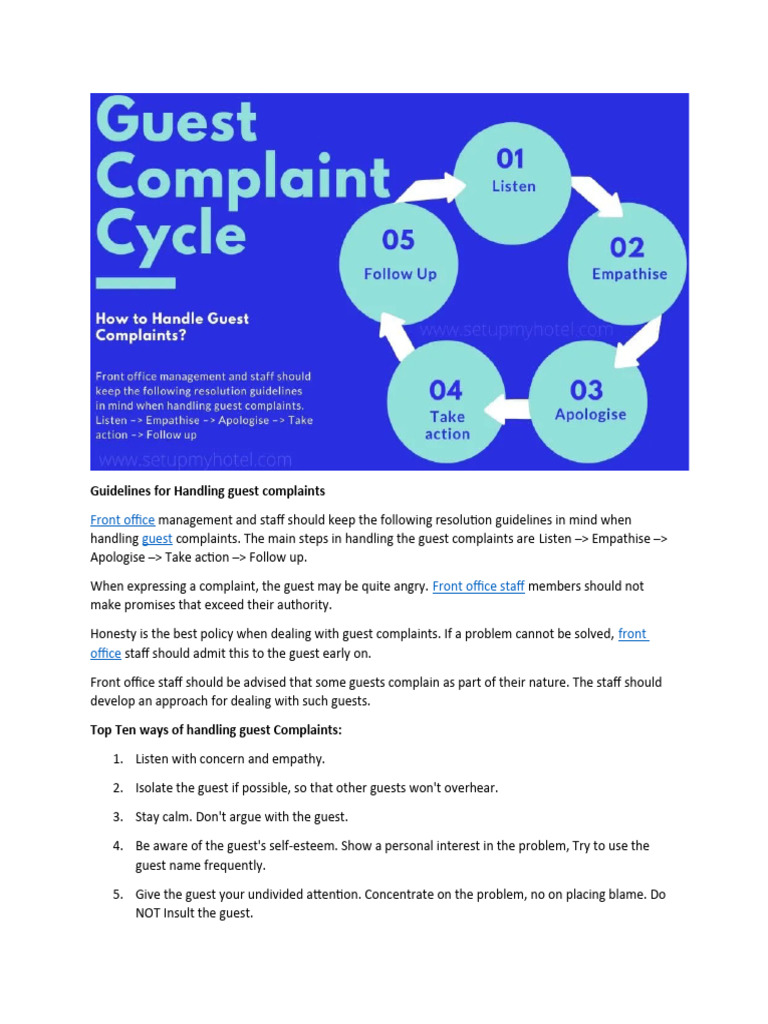Guidelines For Handling Guest Complaints | PDF