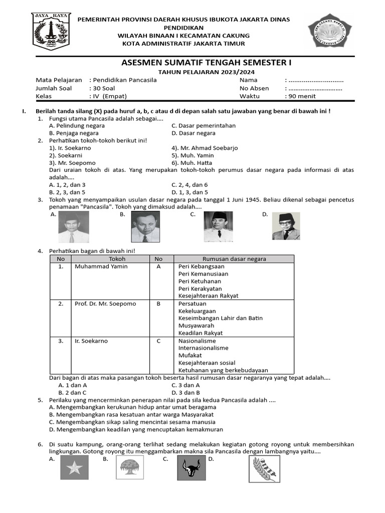 Soal Dan Jawaban ASTS SMT 1 Pend Pancasila | PDF