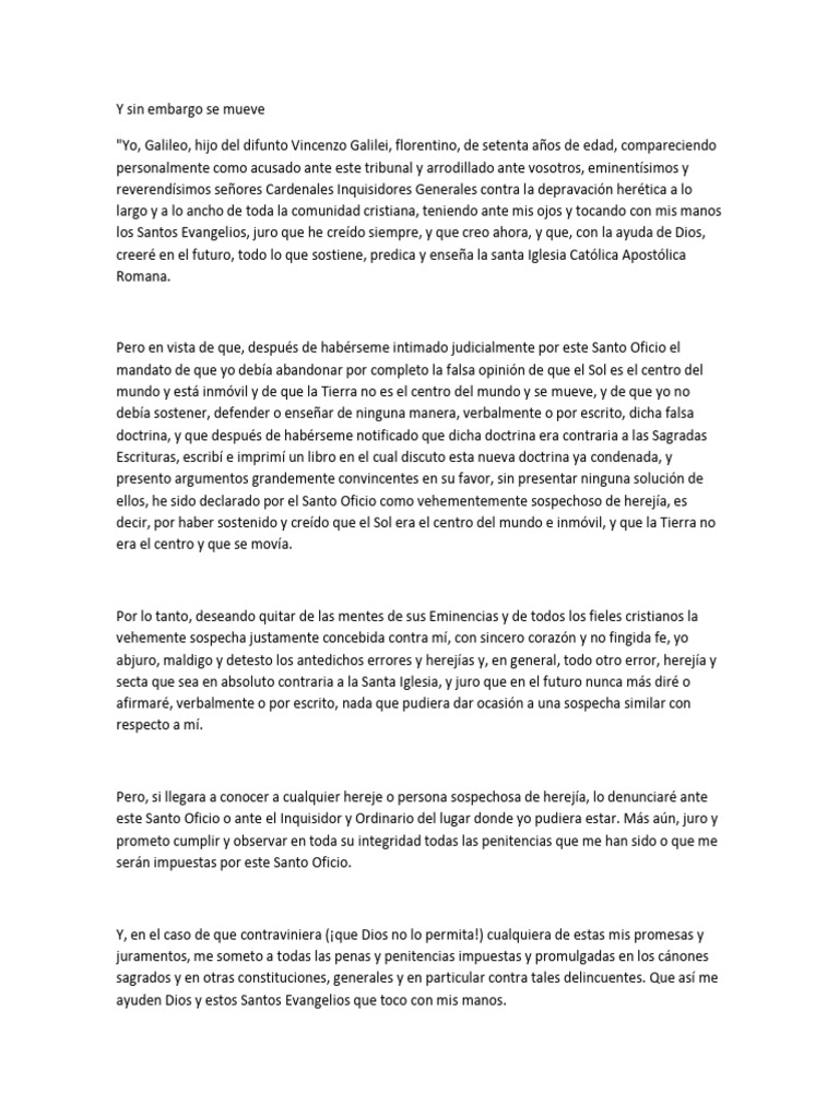 Y Sin Embargo Se Mueve | PDF | Inquisición | Galileo Galilei