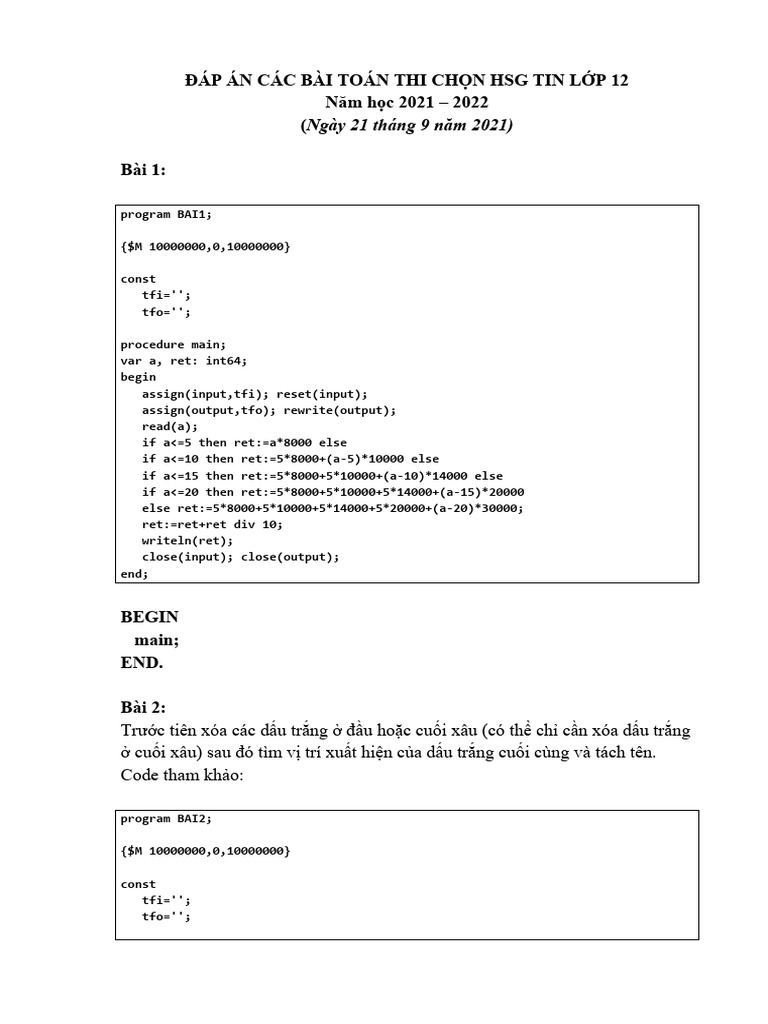 Dap An de Thi HSG12 (2021-2022) - TIN | PDF