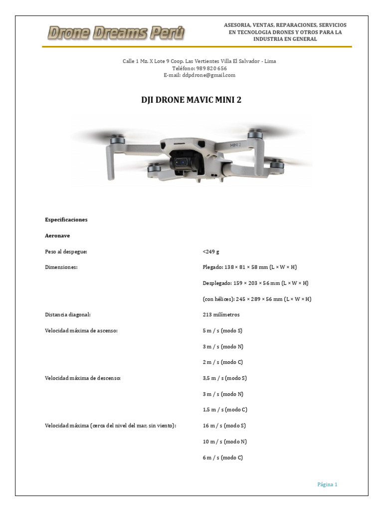Especificaciones Drone Dji Mavic Mini 2 | PDF | USB | Ingeniería Informática
