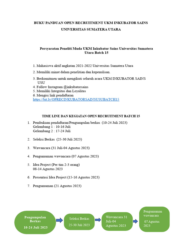 Buku Panduan Open Recruitment Ukm Inkubator Sains Batch 2 | PDF ...