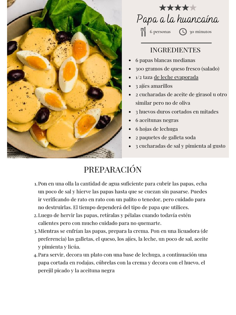 RECETA-Papa A La Huancaína. | PDF