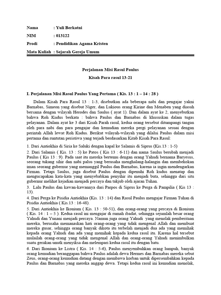 Peta Perjalanan Paulus I, II Dan III | PDF