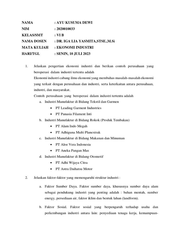 Soal Uas Ek Industri | PDF