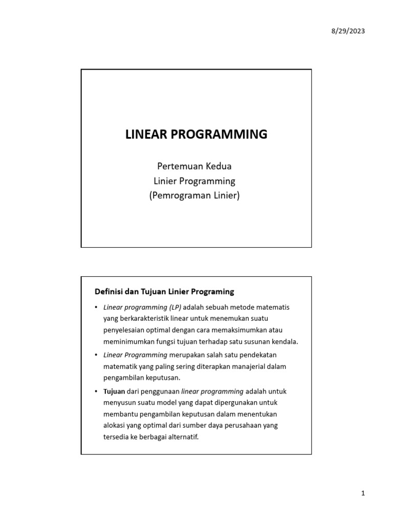 Pemrograman Linier | PDF