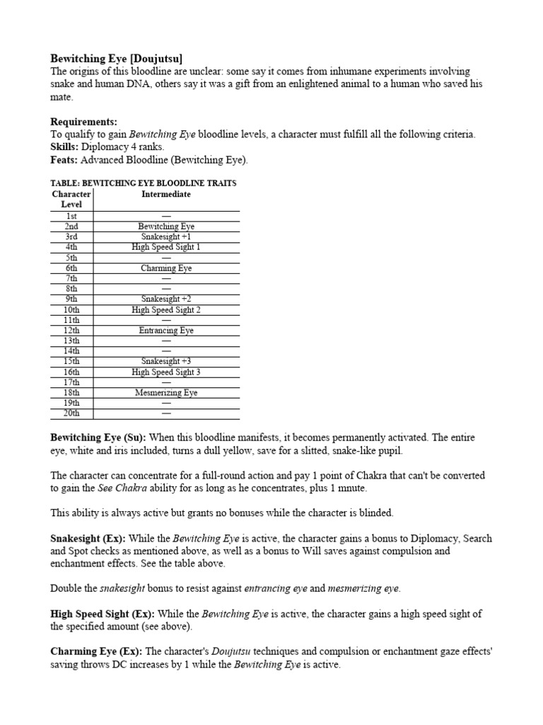 Naruto D20 Bewitching Eye Laser Eye Bloodline | PDF