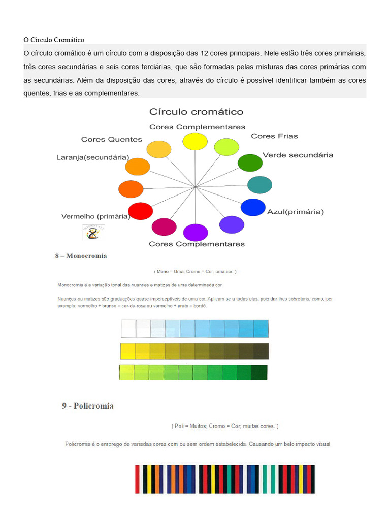 O Círculo Cromático de Cores | PDF